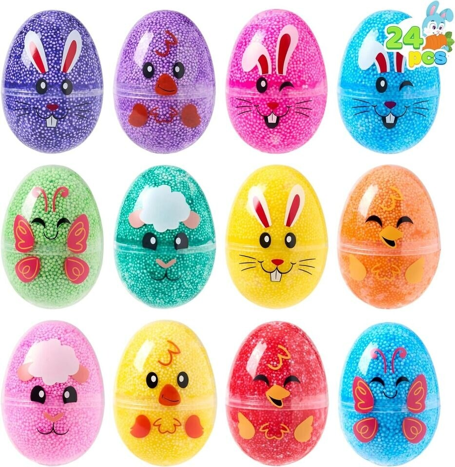 12 Pcs Prefilled Eggs with Squishy Foam, Easter Plastic Egg with ...
