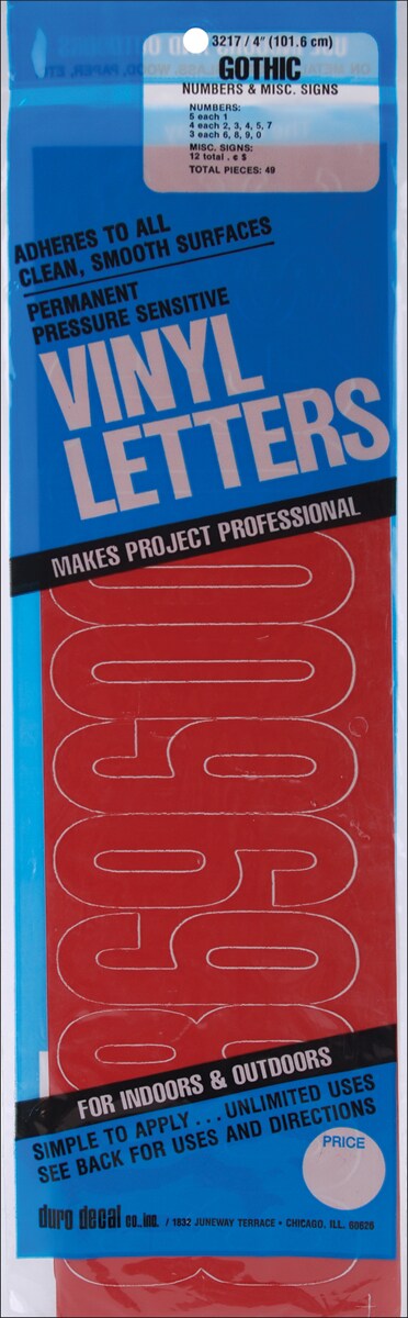 Duro Permanent Adhesive Vinyl Numbers 4" 49/Pkg-Red | Michaels