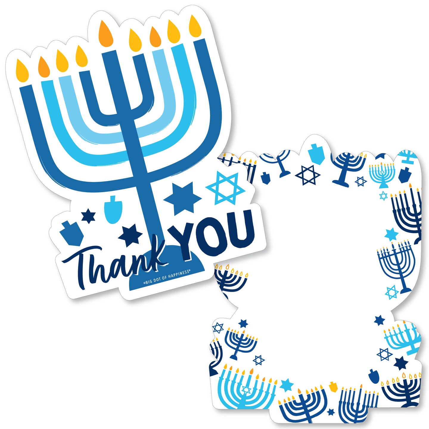 Big Dot of Happiness Hanukkah Menorah - Shaped Thank You Cards ...