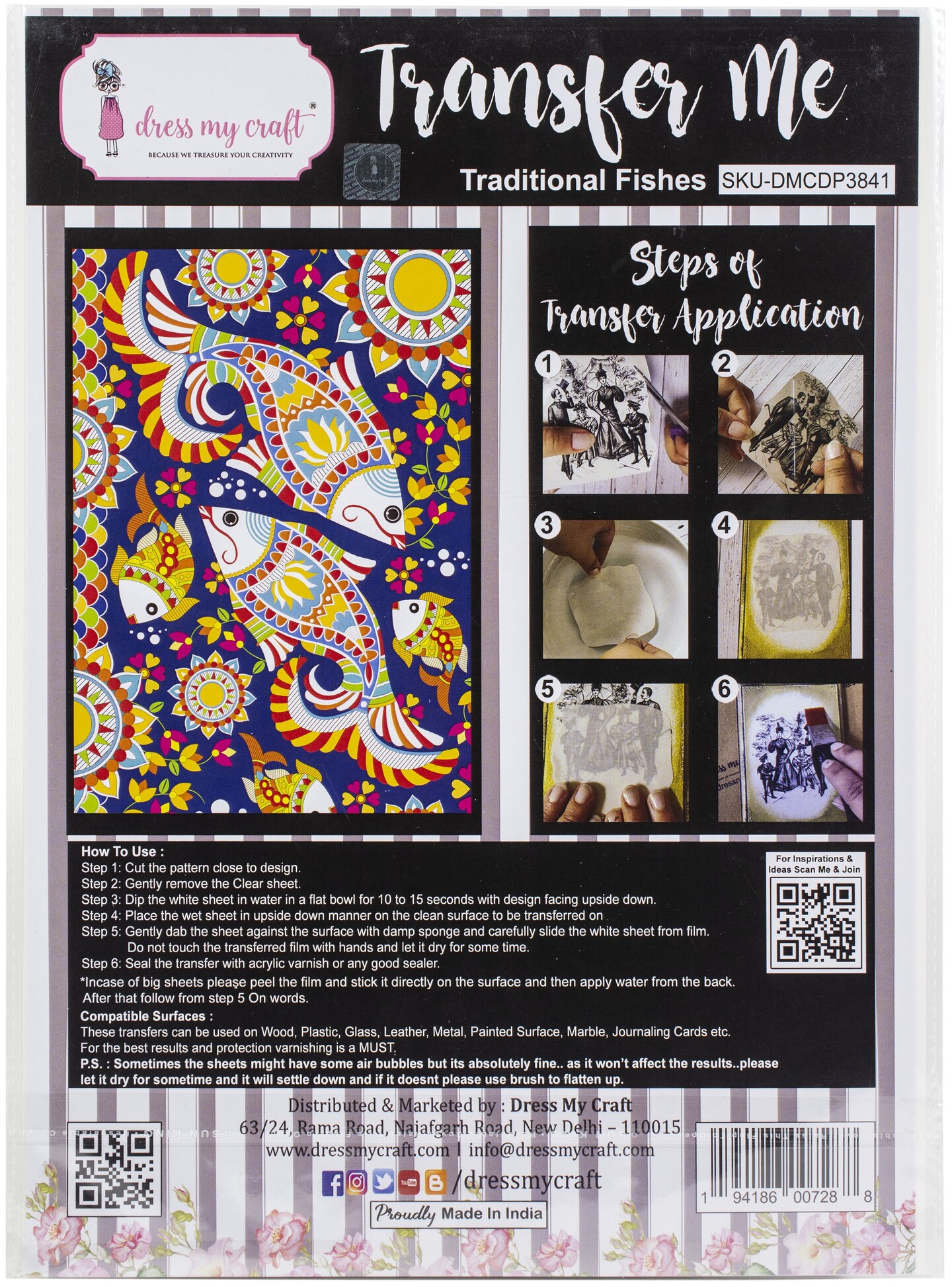 Dress My Craft Transfer Me Sheet A4-Traditional Fishes | Michaels
