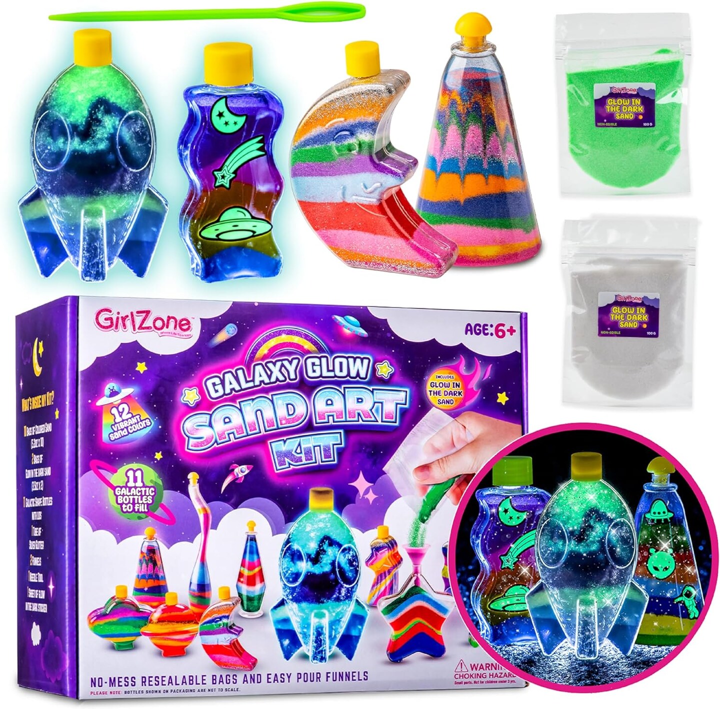 Galaxy Glow Sand Art Kit, Sand Art for Kids Kit with Colored Sand and ...