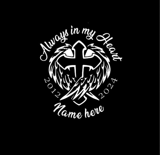 Always in my Heart, Cross and Wings, In Loving Memory, RIP, Vinyl ...