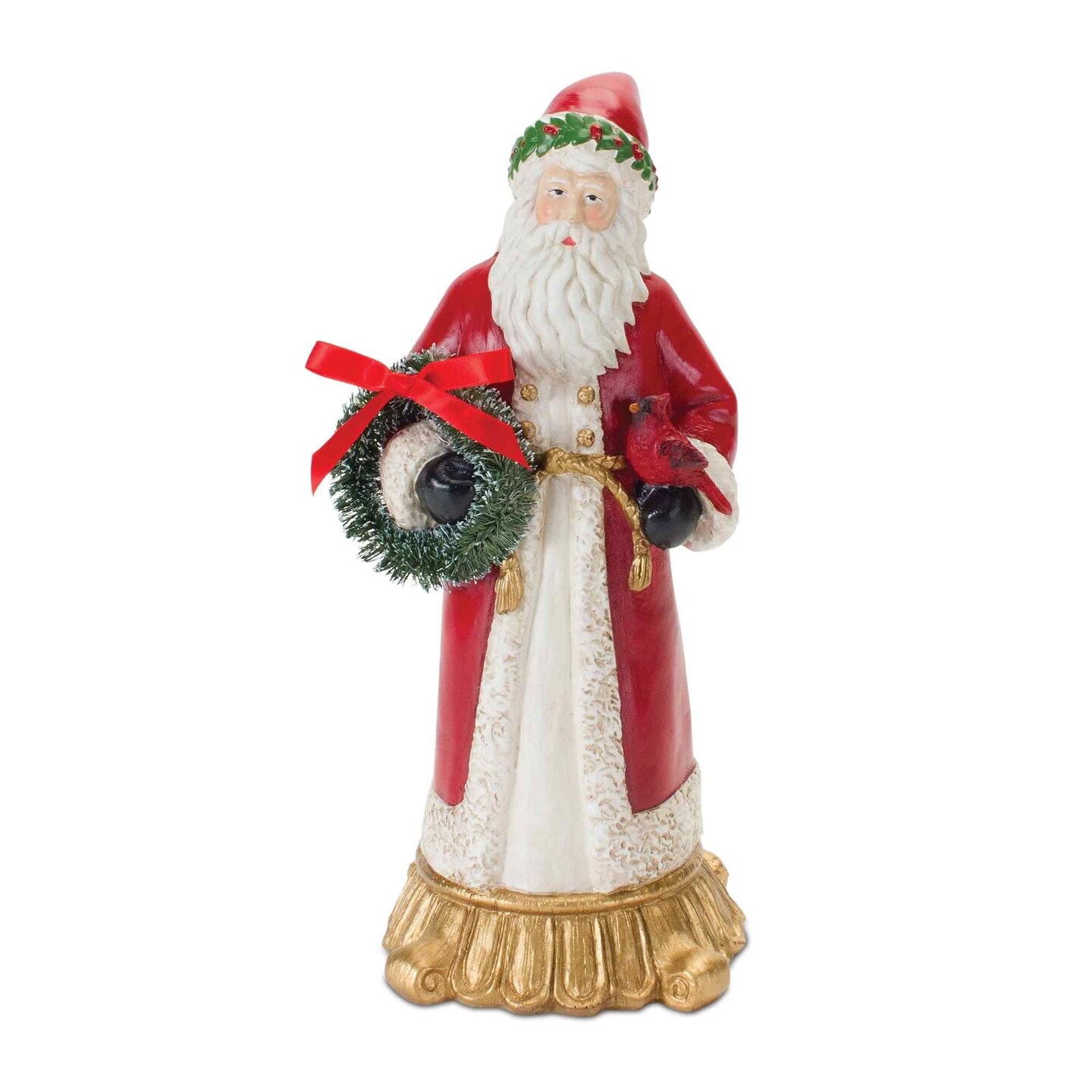 Melrose 12" Santa with Wreath and Cardinal Christmas Tabletop Figurine ...