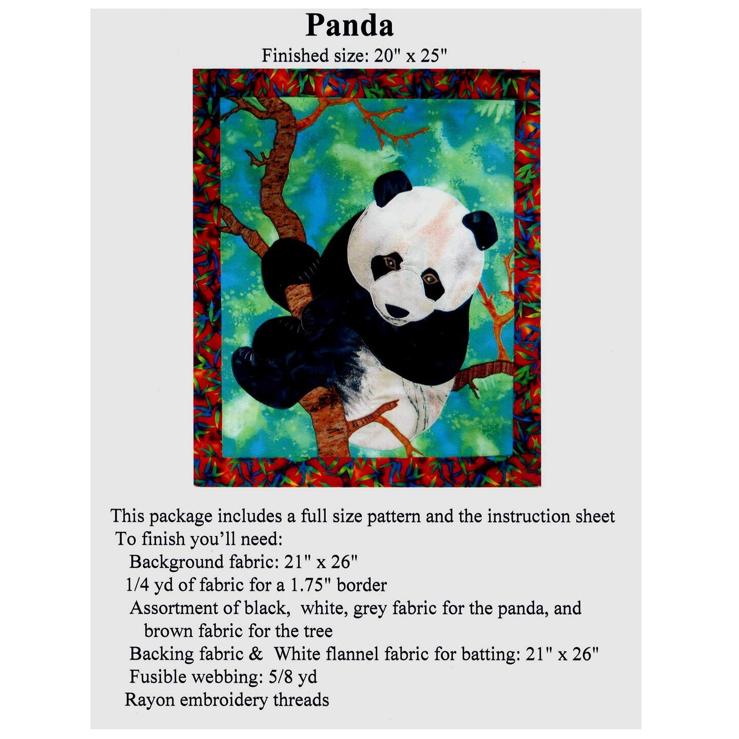 Panda Full Size Applique Quilting Quilt Pattern and Instruction Only ...