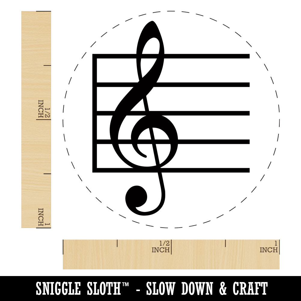 Treble Clef on Staff Music Self-Inking Rubber Stamp for Stamping ...