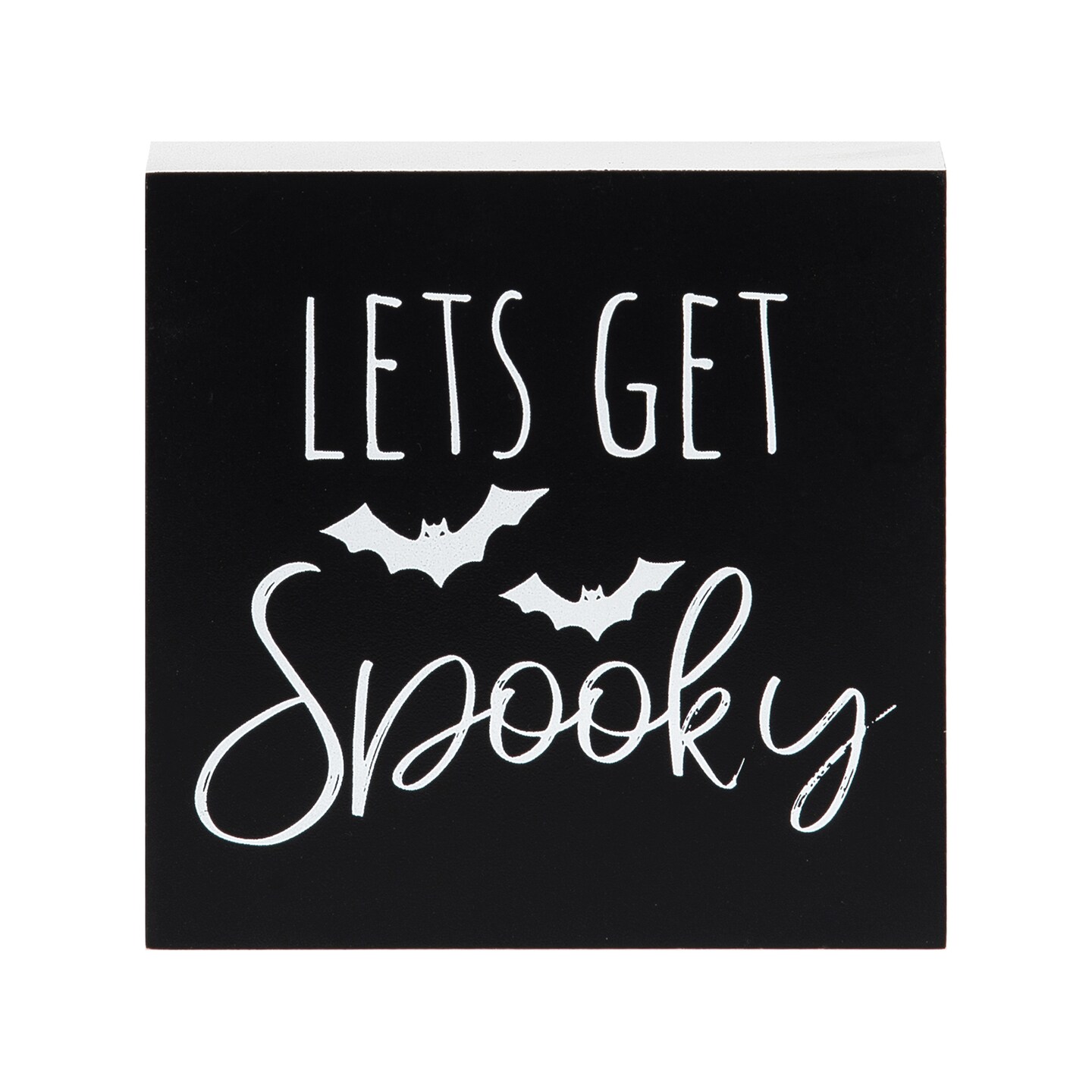 5" "Lets Get Spooky" Script Block Halloween Shelf Sitter Centerpiece ...