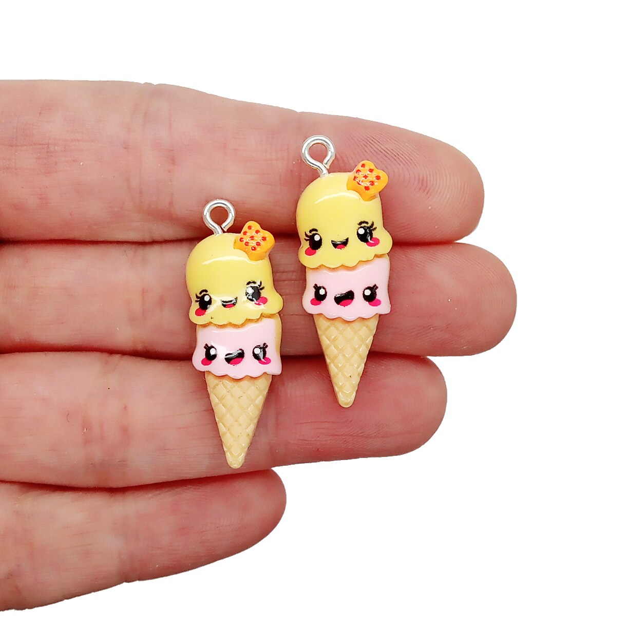 Cute Ice Cream Charms, 2 pieces, Kawaii Food Resin Pendants ...