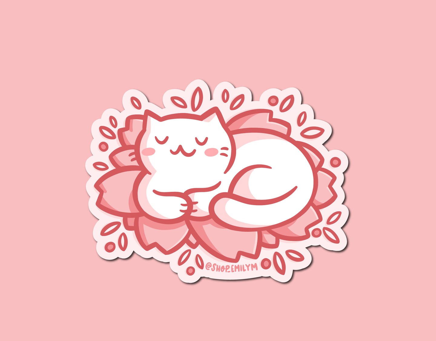 Sakura Cat Sticker | Weatherproof Vinyl Sticker| Kawaii Sticker| Cherry ...