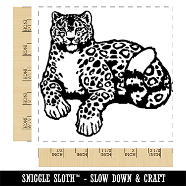 Stoic Snow Leopard Sitting Wild Cat Square Rubber Stamp for Stamping ...