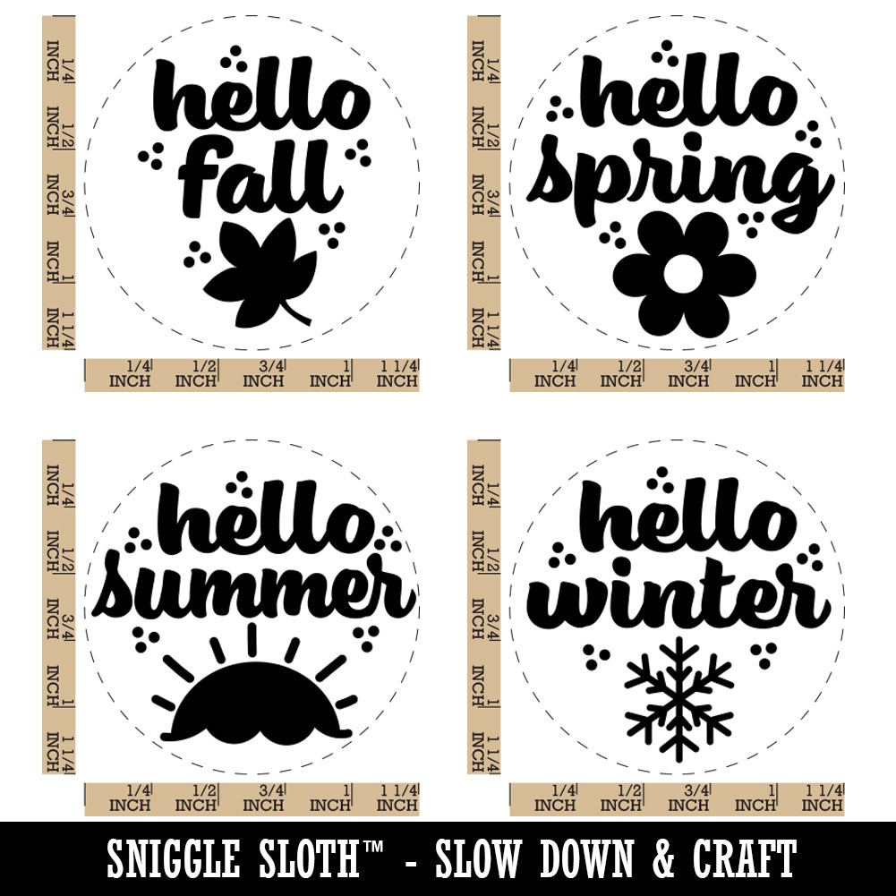 Hello Seasons Spring Summer Fall Winter Rubber Stamp Set for Stamping ...