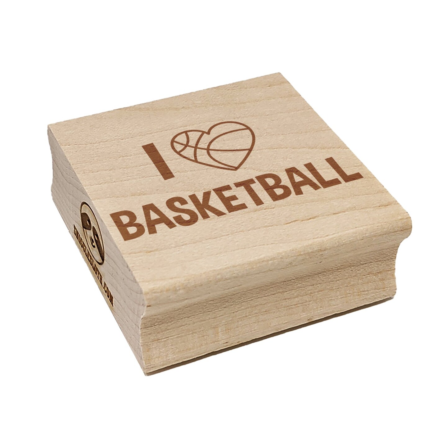 I Love Basketball Heart Shaped Ball Sports Square Rubber Stamp for ...