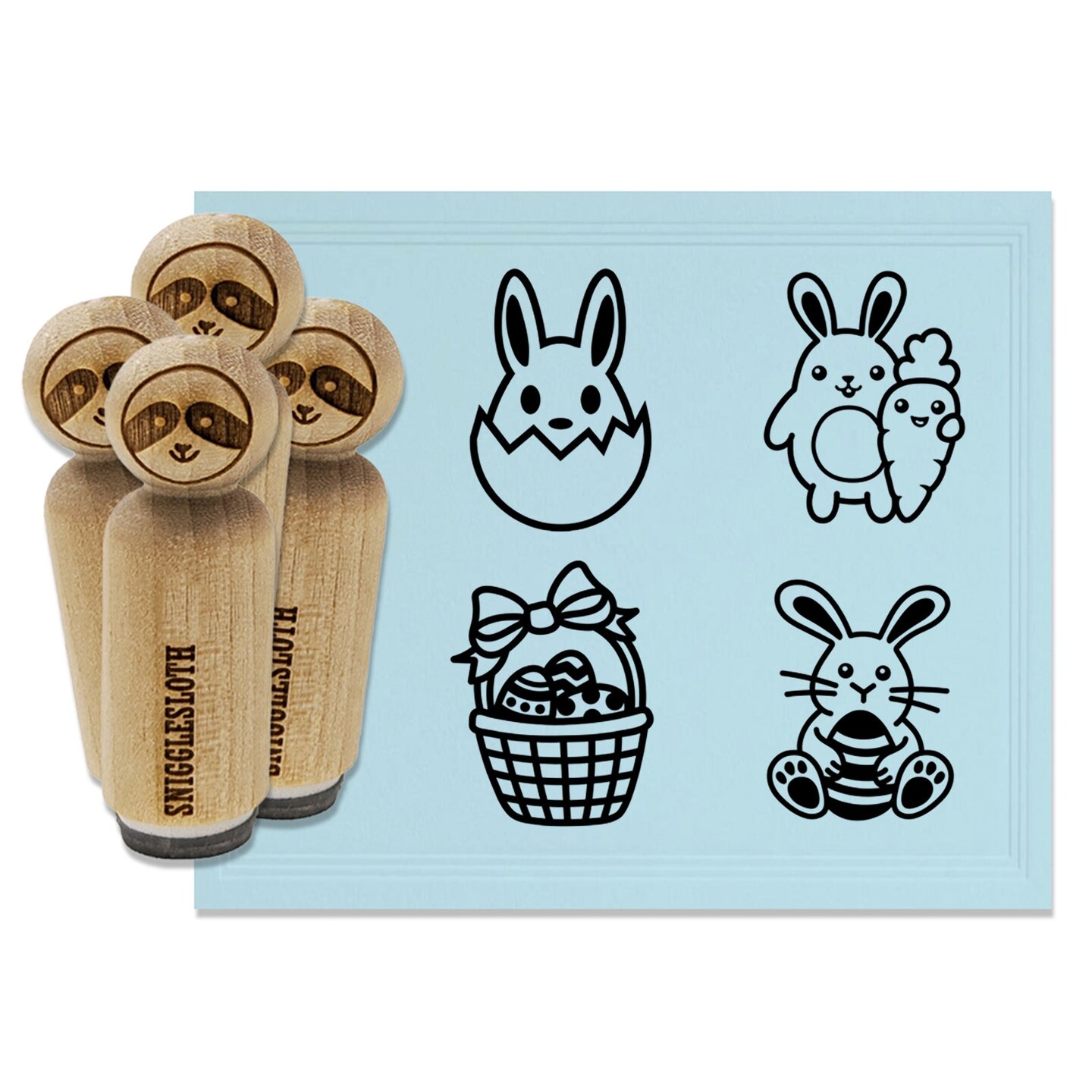Easter Bunny Eggs Carrot Hatching Rubber Stamp Set for Stamping ...