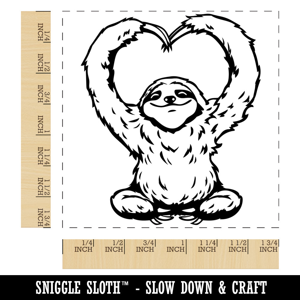 Happy Sloth Making Heart Arms Square Rubber Stamp for Stamping Crafting ...