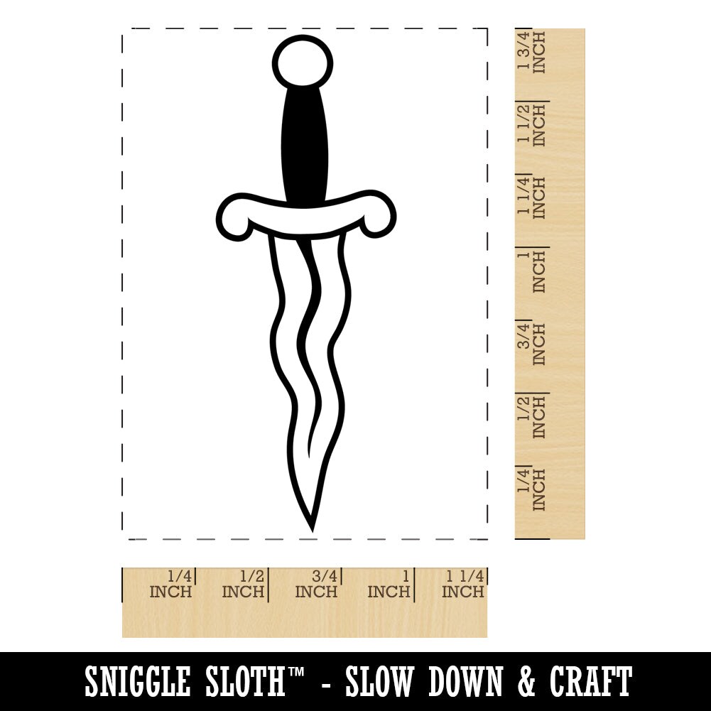 Curvy Ceremonial Dagger Kris Rectangle Rubber Stamp for Stamping ...