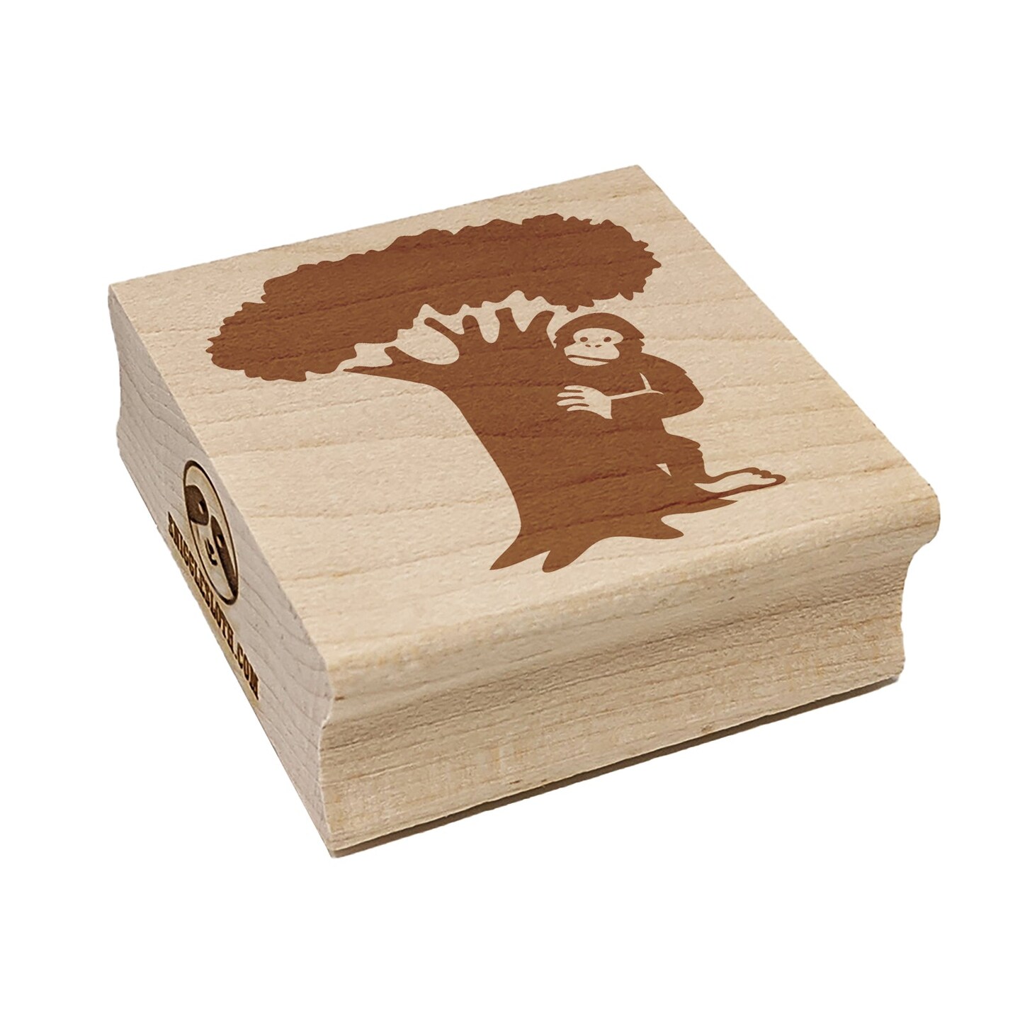 Bigfoot Sasquatch Hiding Behind Tree Square Rubber Stamp for Stamping ...