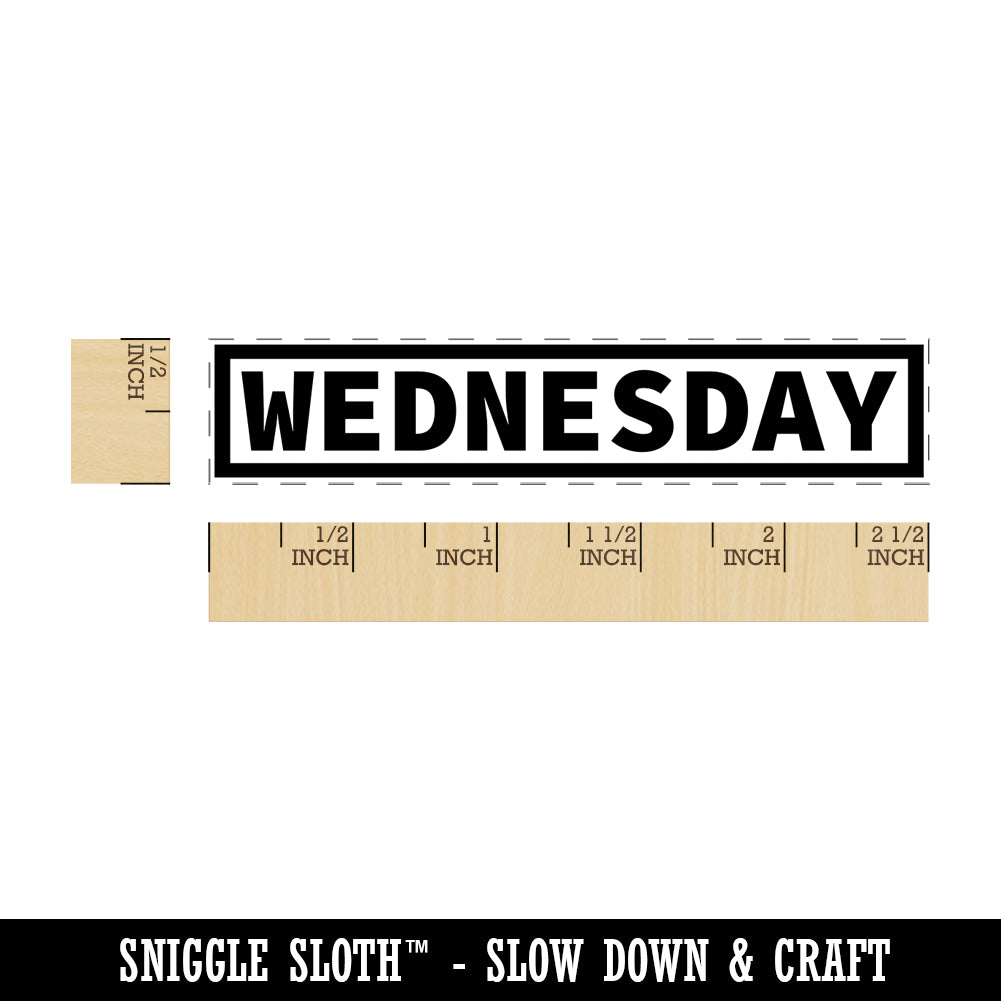Day of Week Wednesday Bold Line Border Rectangle Rubber Stamp for ...