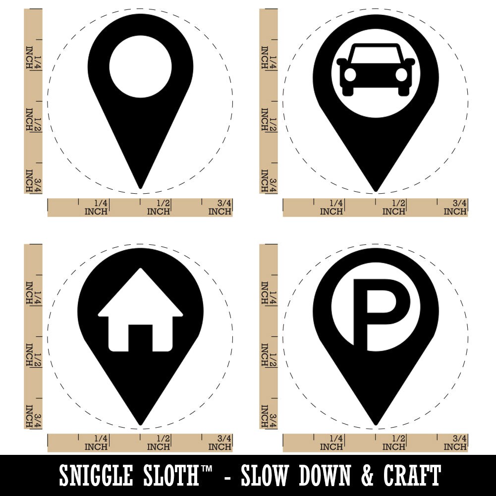 Map Location Markers Parking Car Home Rubber Stamp Set for Stamping ...