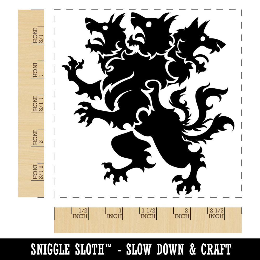 Heraldic Cerberus Three Headed Dog Square Rubber Stamp for Stamping ...