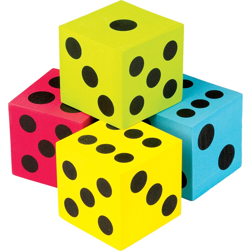 Foam Colorful Jumbo Dice, 2-1/2", Pack of 4 | Michaels