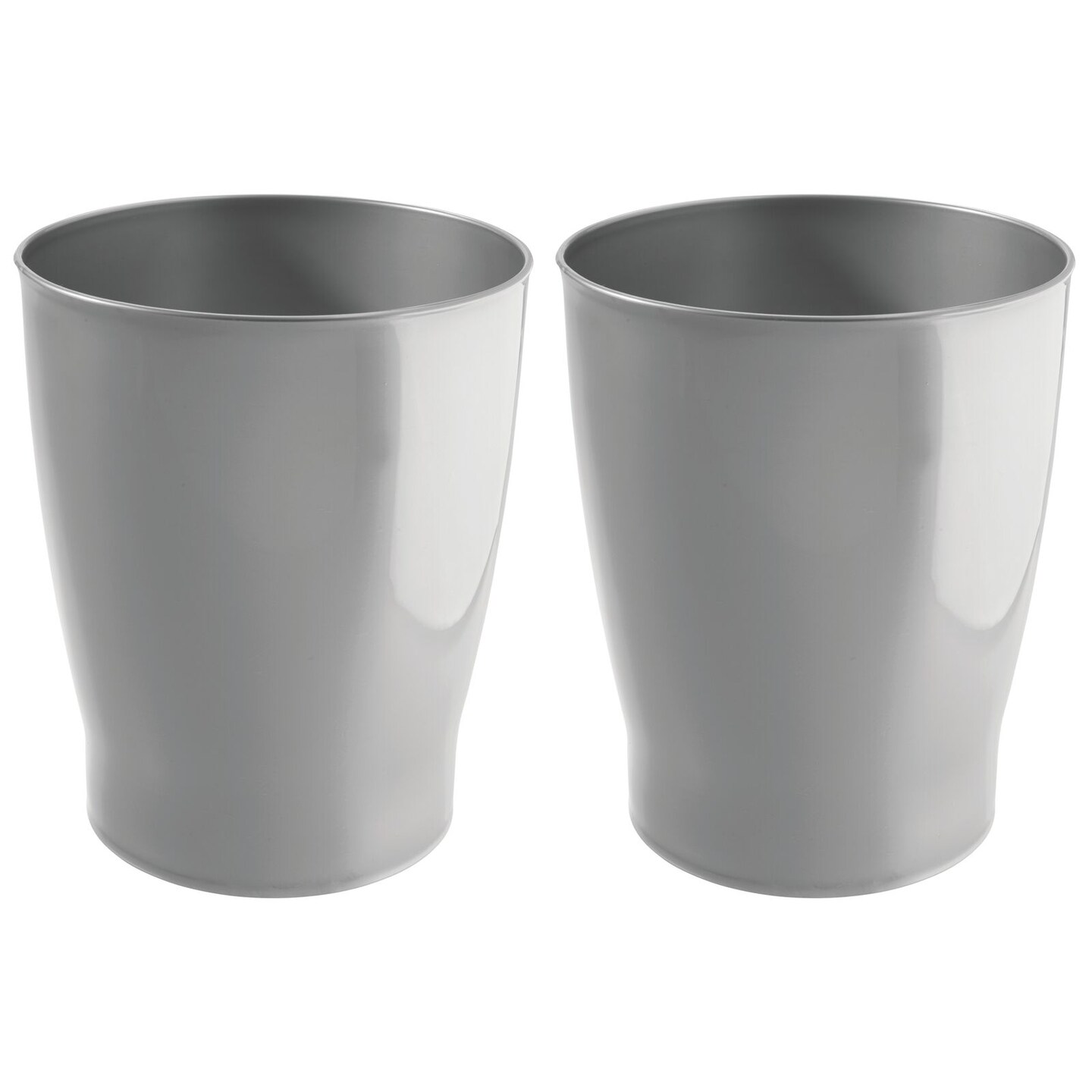 mDesign Slim Plastic Small Round Trash Can Wastebasket Garbage Bin, 2 ...