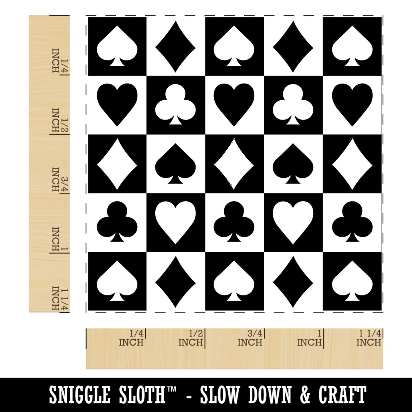 Checkered Card Suits Games Square Rubber Stamp for Stamping Crafting ...