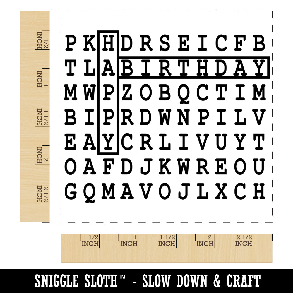 Word Search Birthday Square Rubber Stamp for Stamping Crafting | Michaels