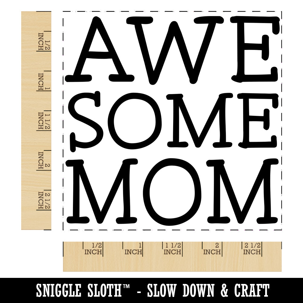 Awesome Mom Fun Text Mother Square Rubber Stamp for Stamping Crafting ...