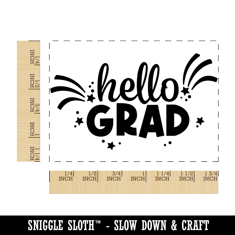 Hello Grad Graduation Rectangle Rubber Stamp for Stamping Crafting ...