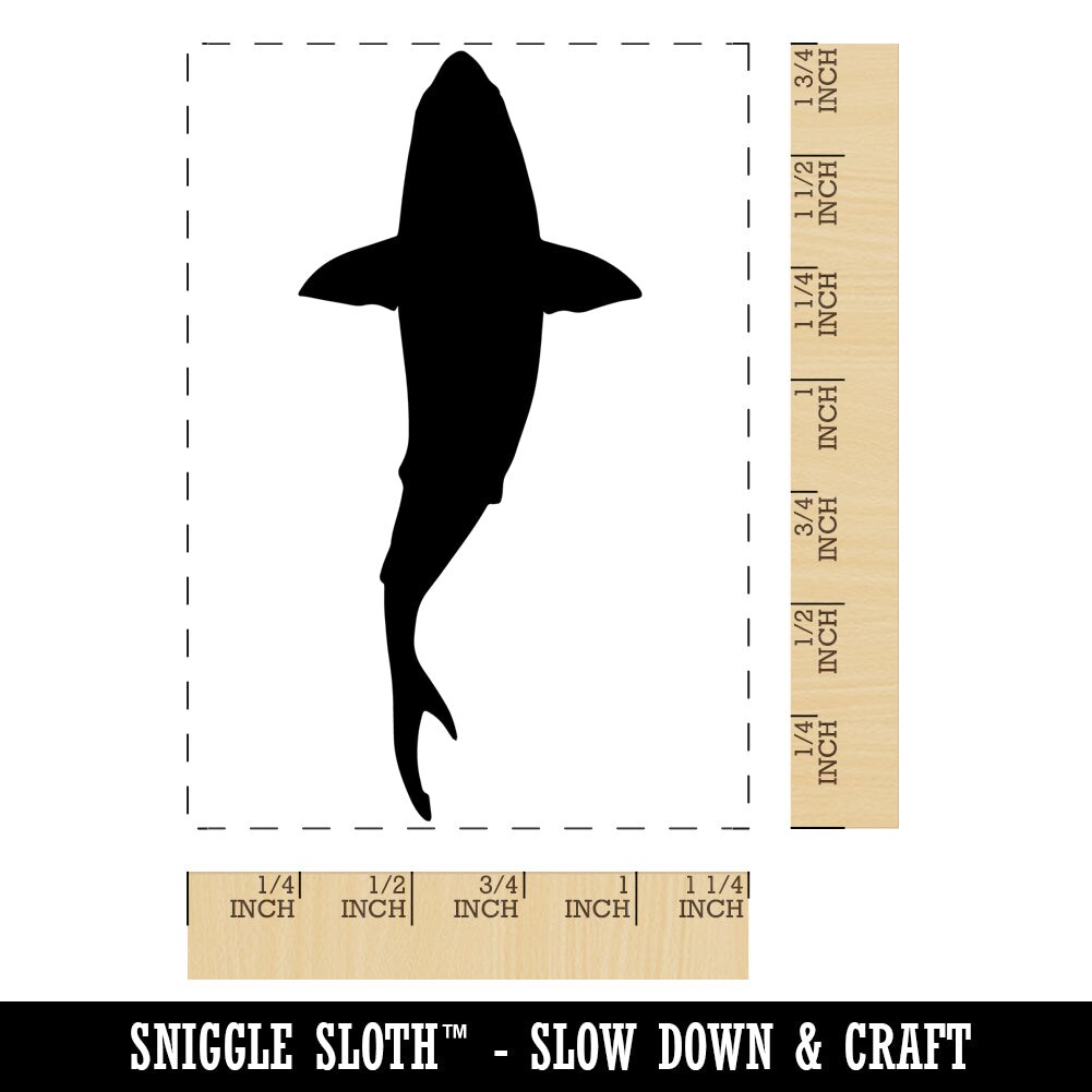 Great White Shark Top Down Silhouette Rectangle Rubber Stamp for ...