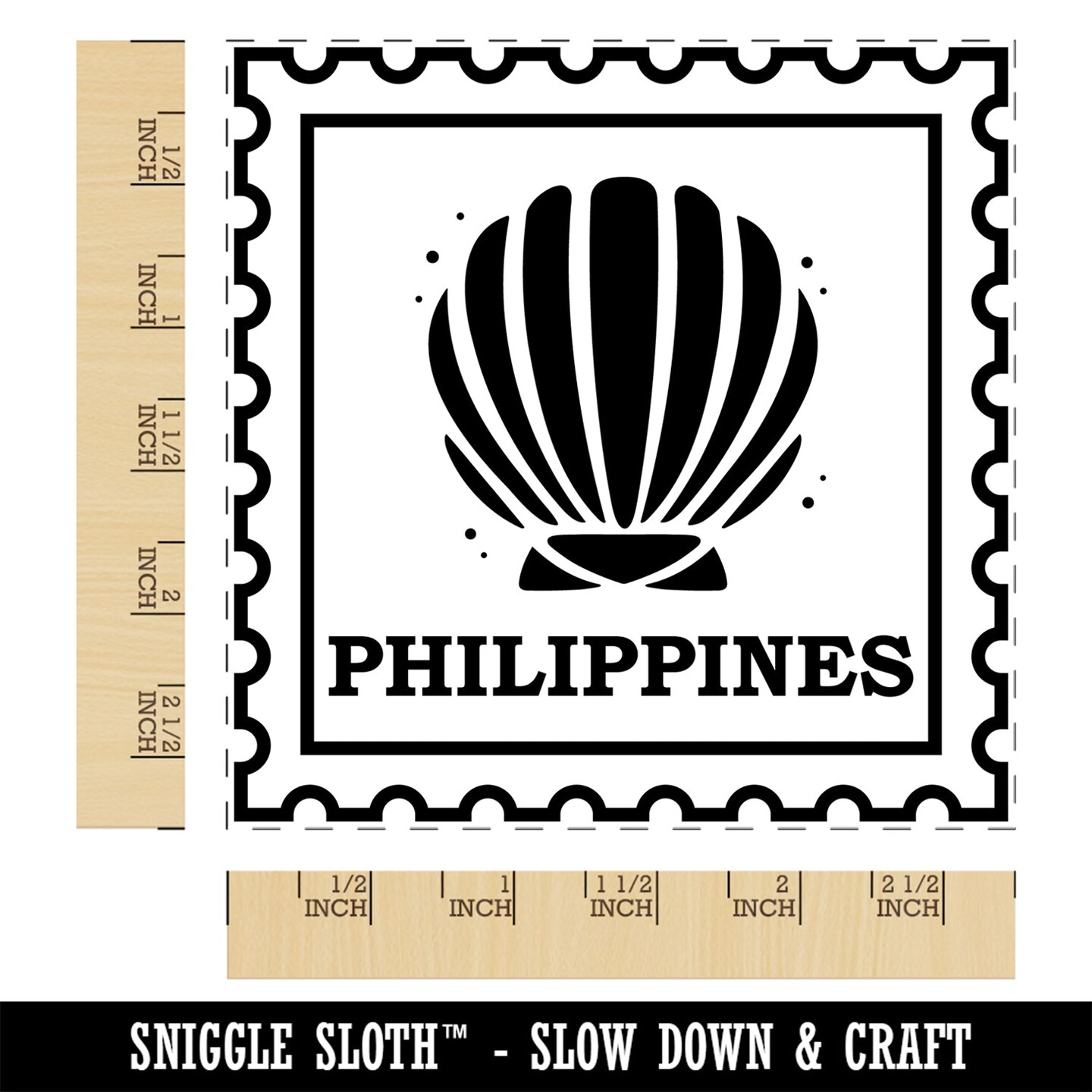 Philippines Travel Scallop Seashell Beach Ocean Square Rubber Stamp for Stamping Crafting | Michaels
