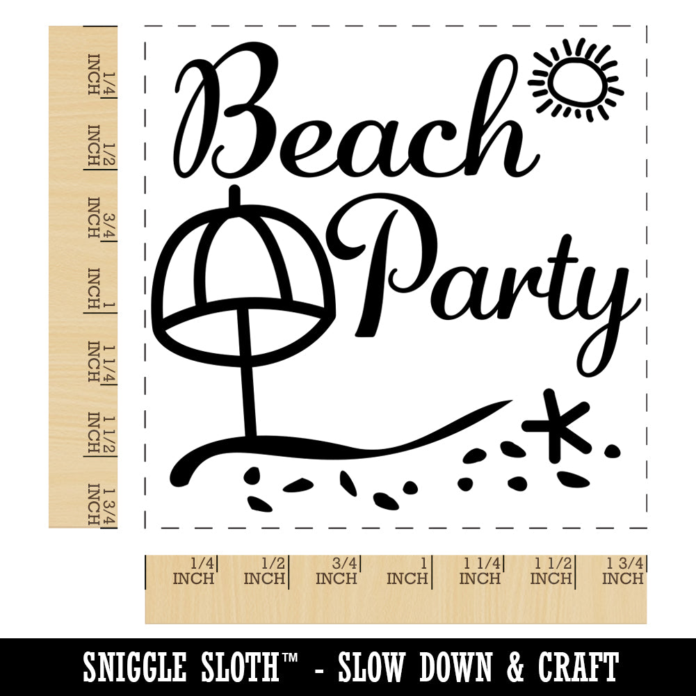 Beach Party Tropical Ocean Sun Sand Square Rubber Stamp for Stamping ...