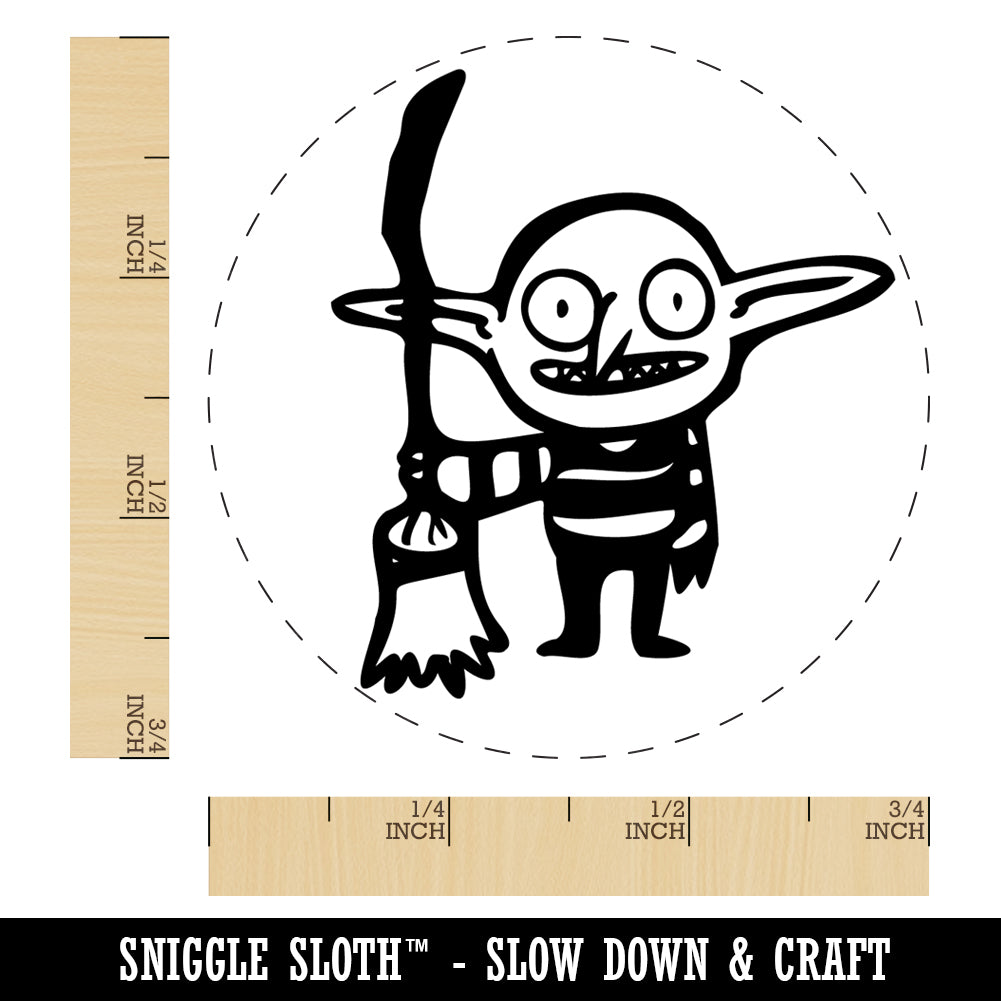 Creepy Goblin With Witch Broomstick Rubber Stamp for Stamping Crafting ...