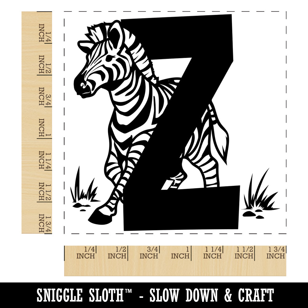 Animal Alphabet Letter Z for Zebra Square Rubber Stamp for Stamping ...