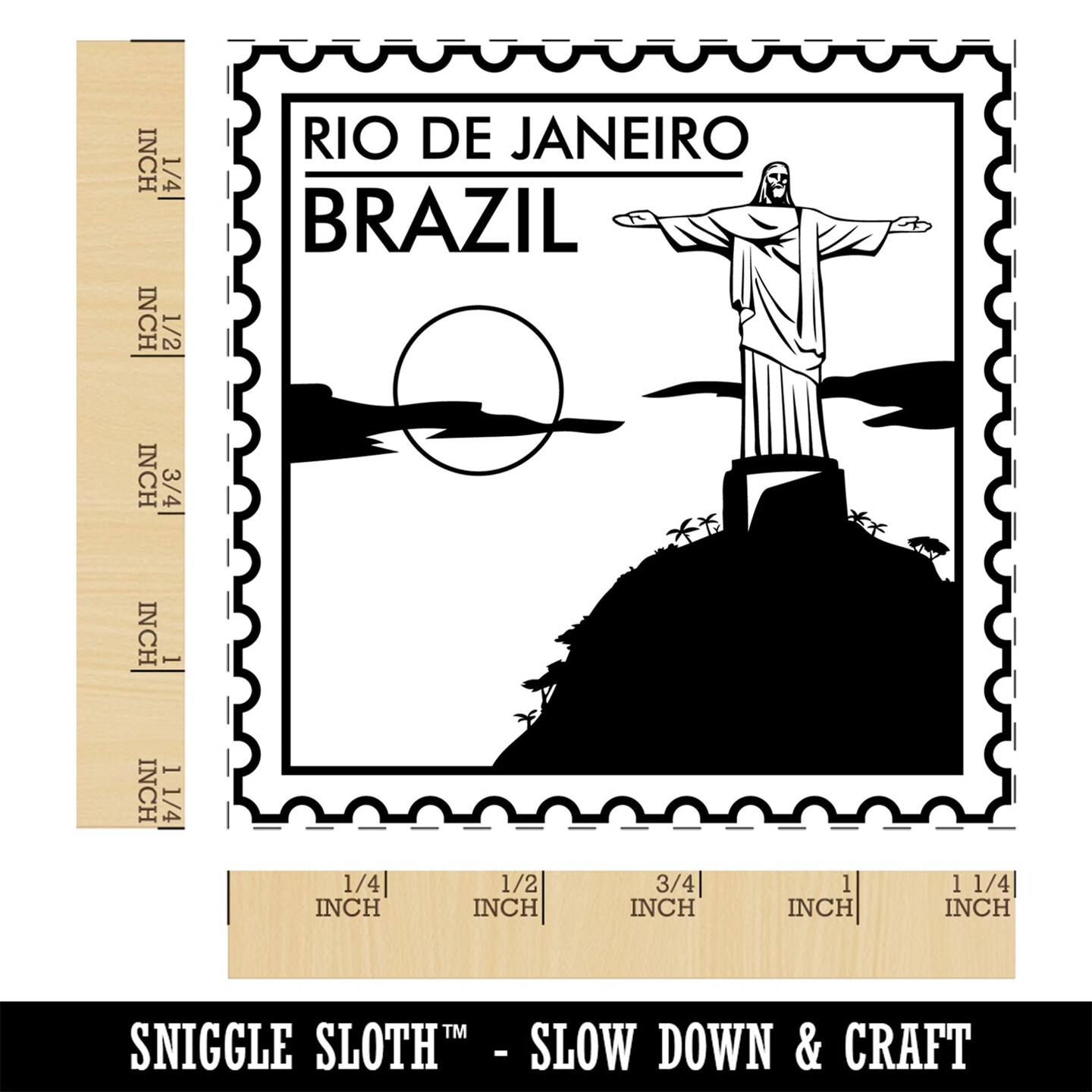 Rio de Janeiro Brazil Christ the Redeemer Travel Square Rubber Stamp ...
