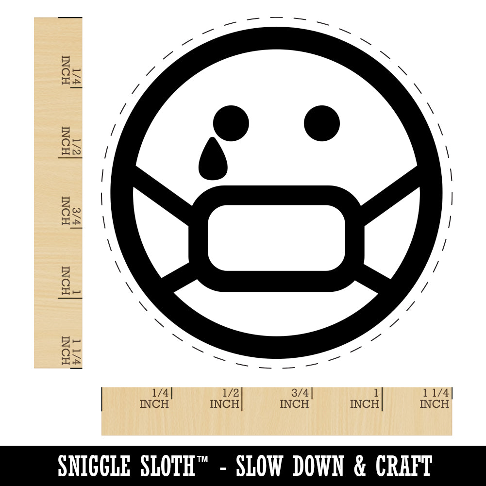 Sick Sad Face Mask Face Emoticon Rubber Stamp for Stamping Crafting ...