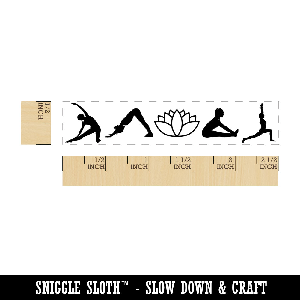 Yoga Poses Lotus Flower Border Rectangle Rubber Stamp for Stamping ...