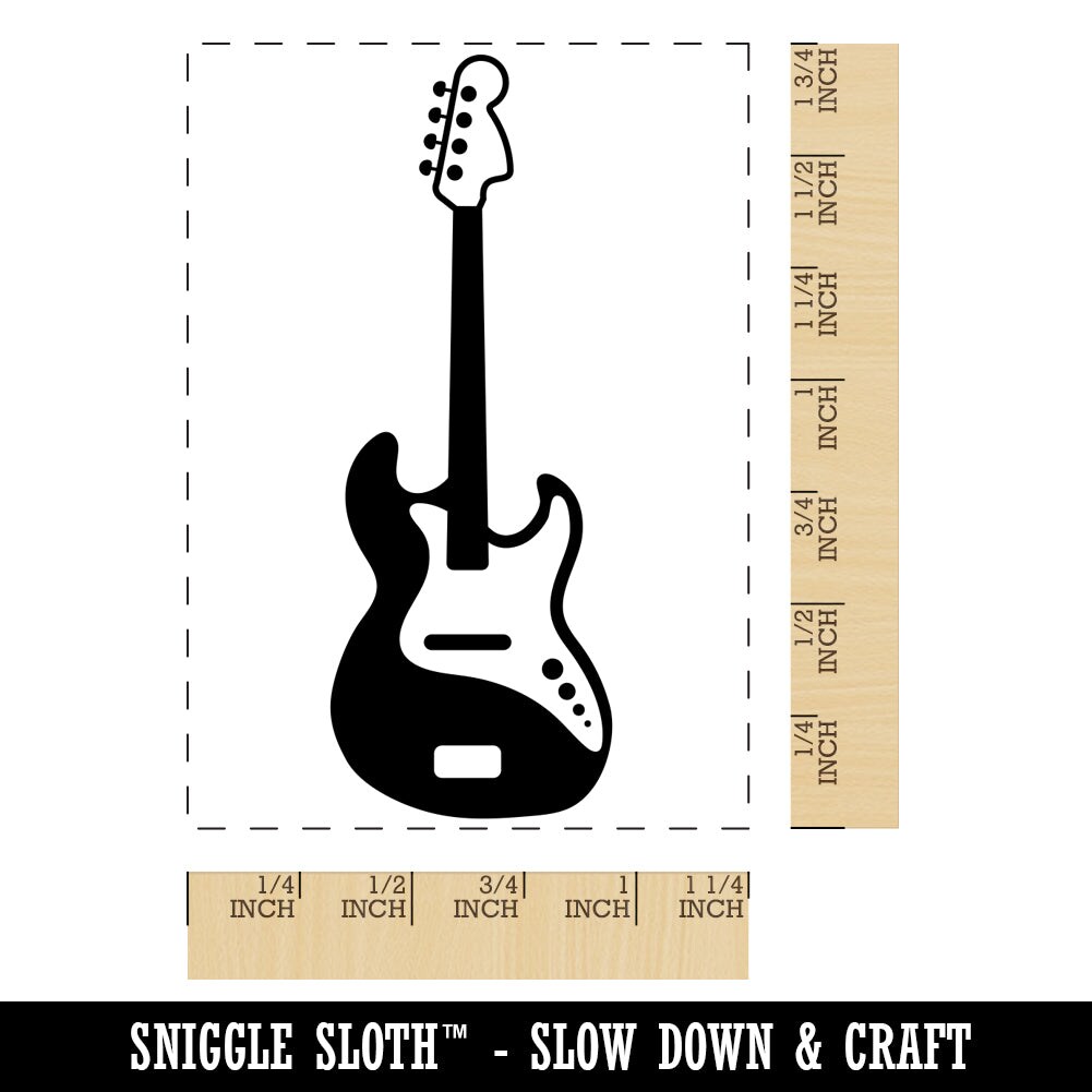 Electric Bass Guitar Rock Musical Instrument Rectangle Rubber Stamp for ...