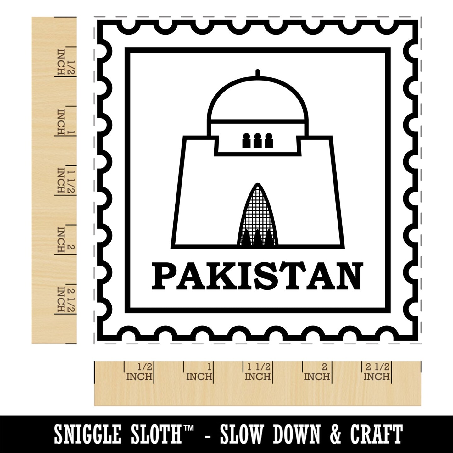 Pakistan Travel Mazar-e-Quaid Jinnah Mausoleum Square Rubber Stamp for ...