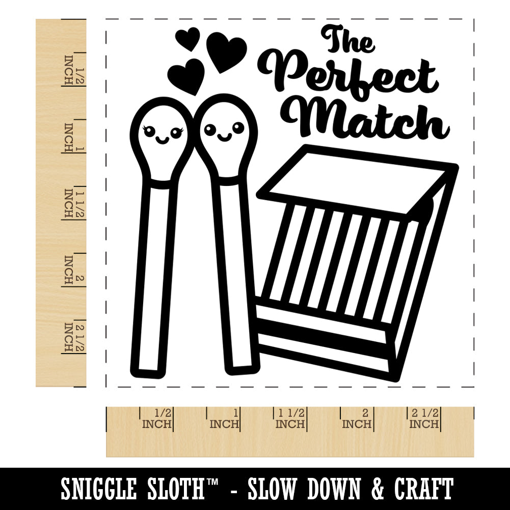 The Perfect Match Matches in Love Valentine's Day Square Rubber Stamp ...