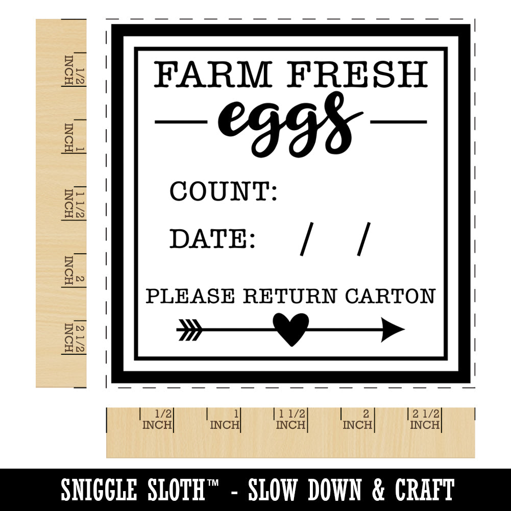Farm Fresh Eggs Label with Count Date Square Rubber Stamp for Stamping ...