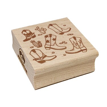 Western Cowboy Boots Square Rubber Stamp for Stamping Crafting | Michaels