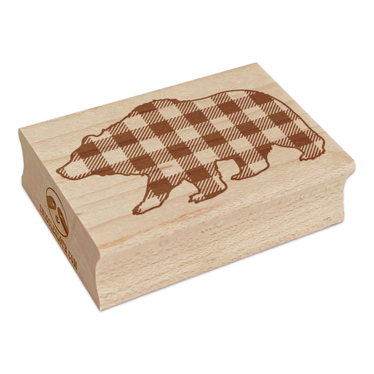 Plaid Grizzly Bear Buffalo Print Rectangle Rubber Stamp for Stamping ...