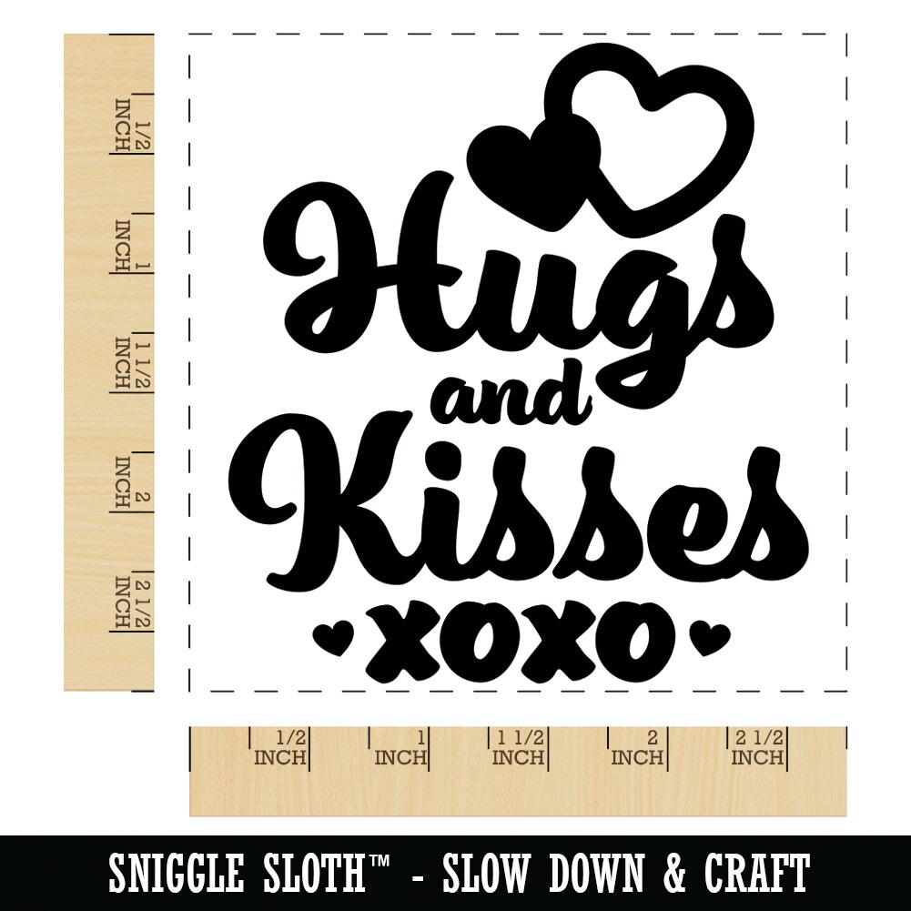 Hugs and Kisses XO Hearts Fun Text Square Rubber Stamp for Stamping ...