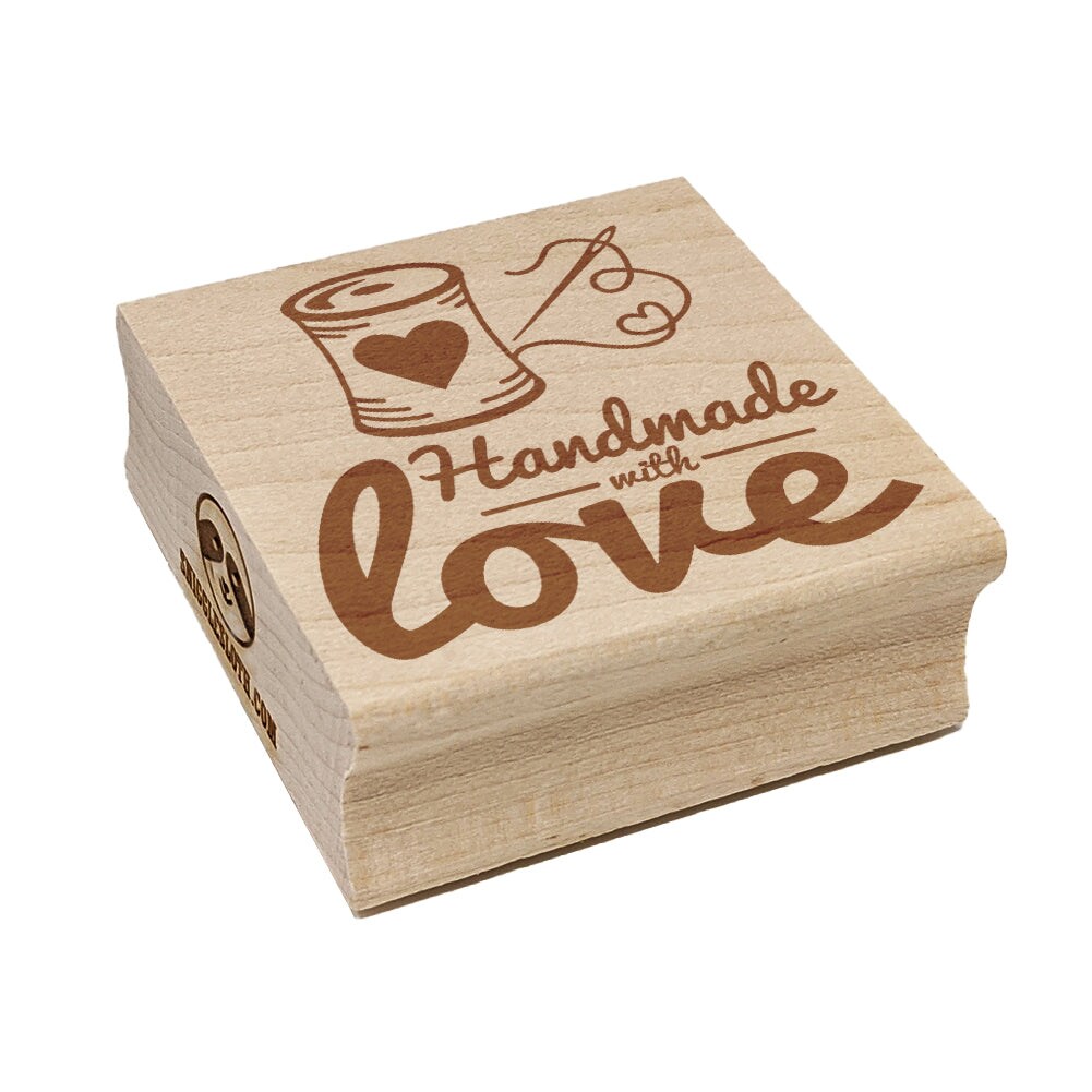Handmade With Love Sew Sewing Thread Spool Square Rubber Stamp for ...