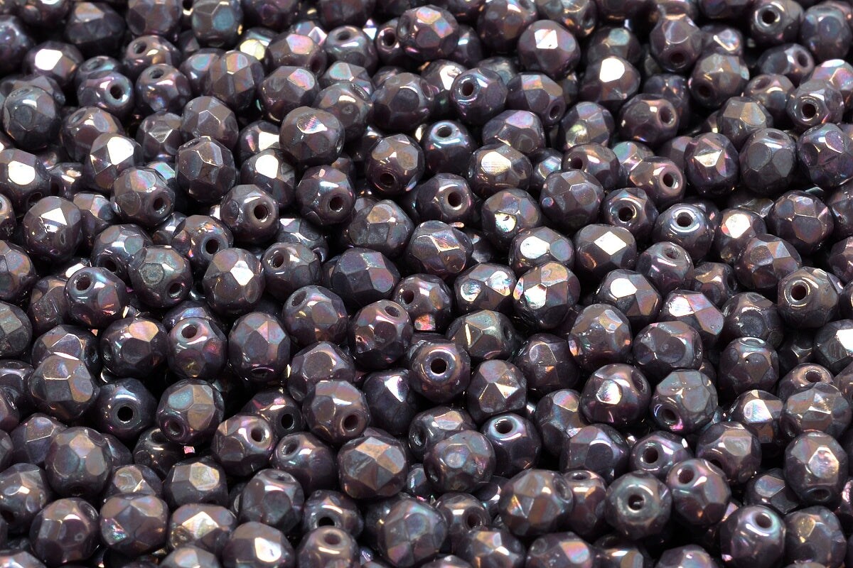 4mm Czech Fire Polish Beads, Nebula Violet, 50 pieces | Michaels