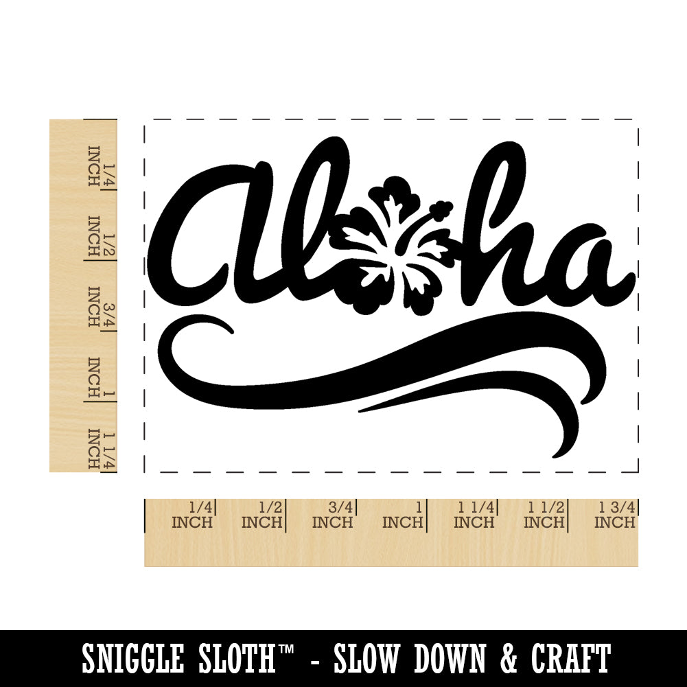 Aloha with Hibiscus Flower Hawaii Rectangle Rubber Stamp for Stamping ...