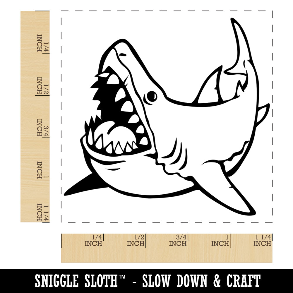 Toothy Great White Shark Square Rubber Stamp for Stamping Crafting ...