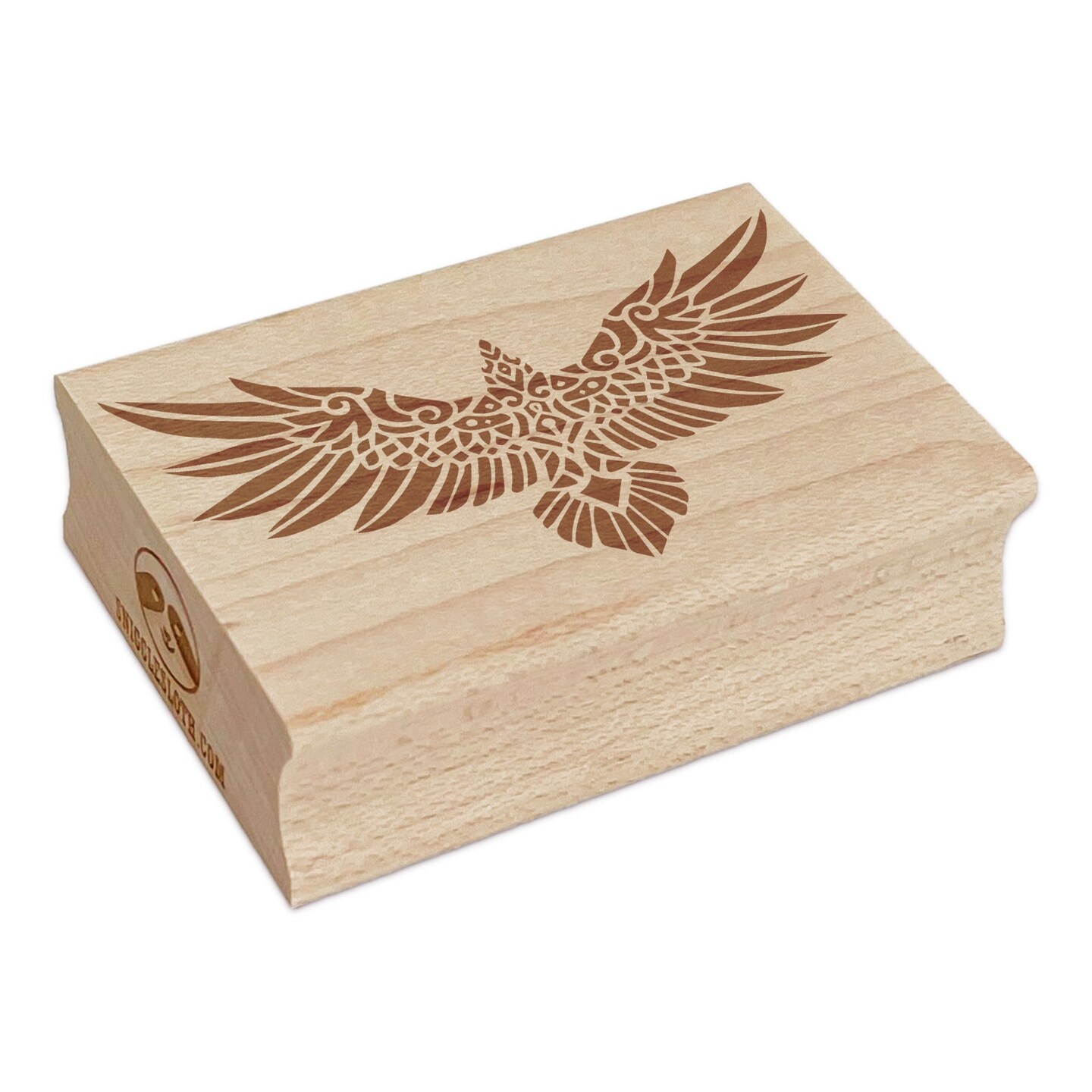 Norse Tribal Raven Crow Bird with Spread Wings Rectangle Rubber Stamp ...
