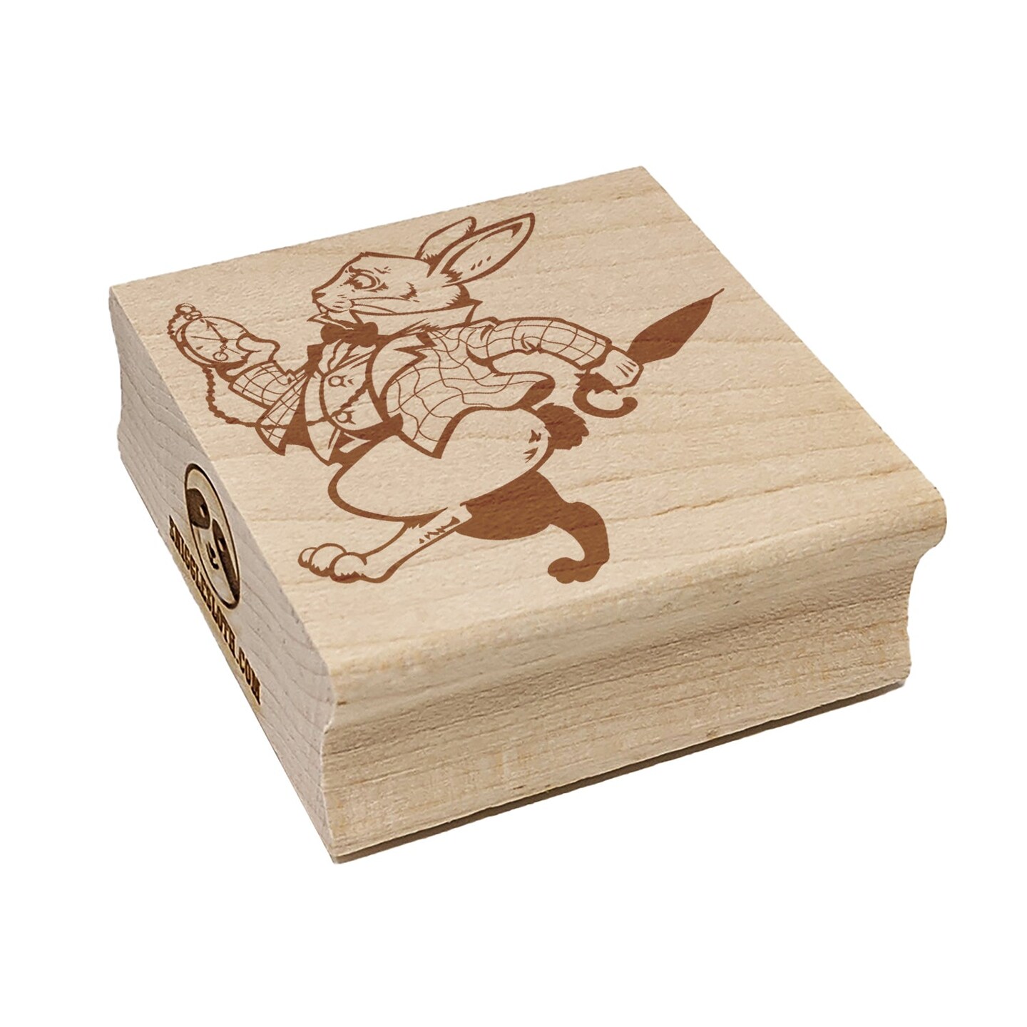 White Rabbit Pocket Watch Wonderland Square Rubber Stamp for Stamping ...