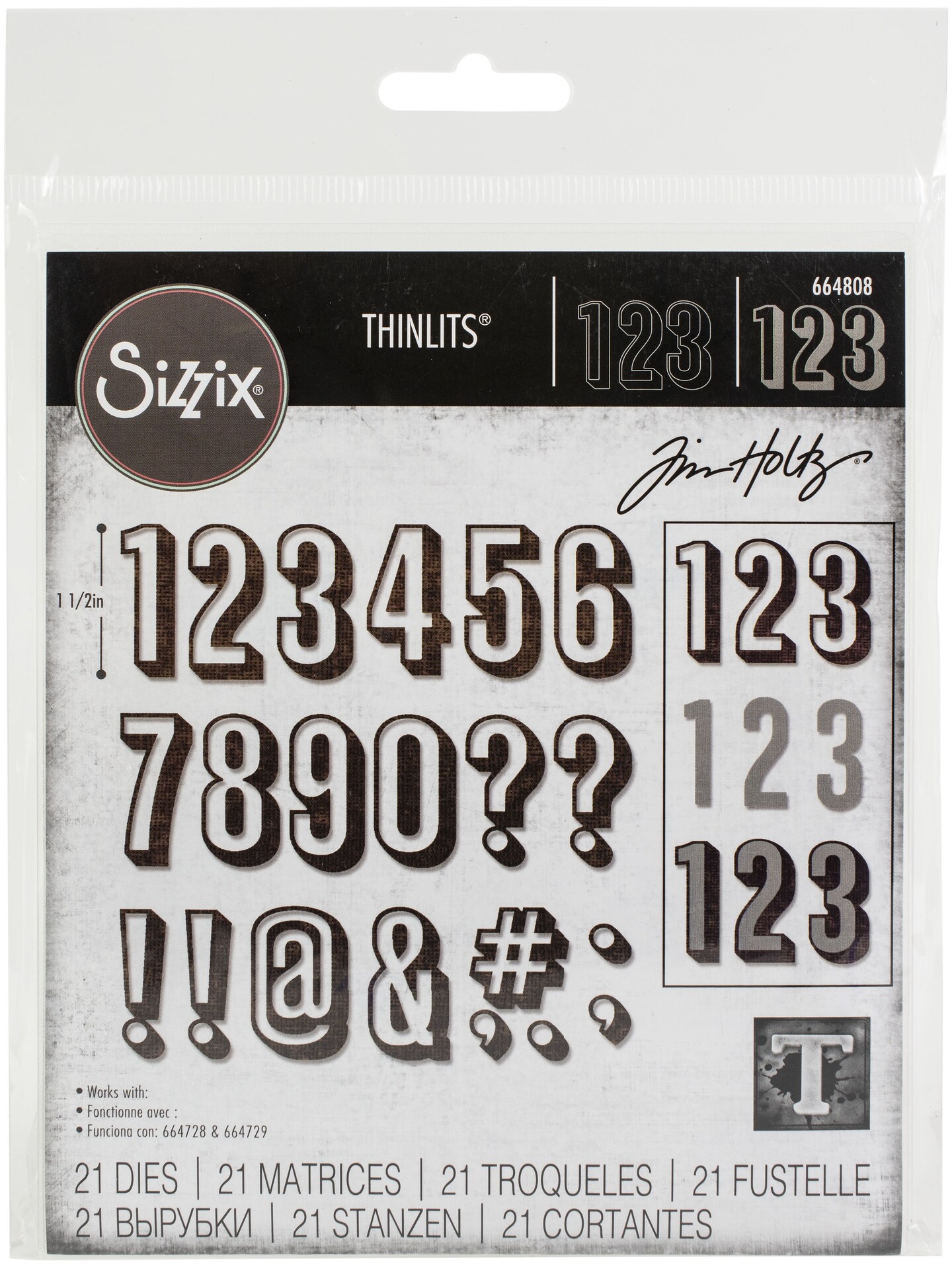 Sizzix Thinlits Dies By Tim Holtz 21/Pkg-Alphanumeric, Shadow Numbers | Michaels